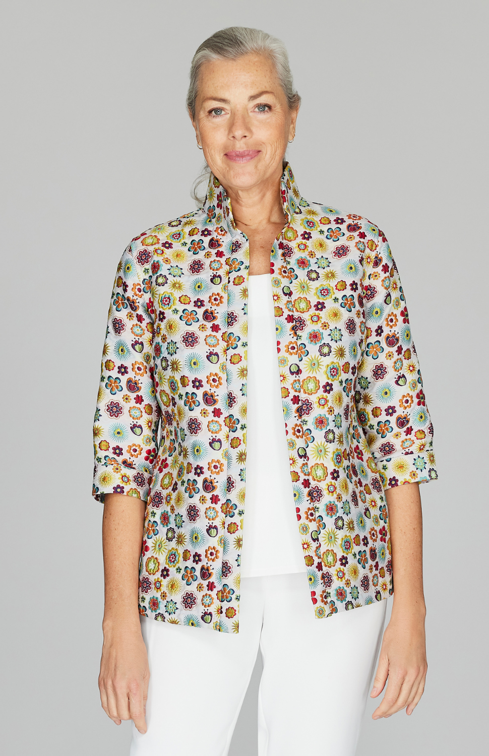 Graphic Flora Reversible High Neck Shirt Jacket – Emmelle Design